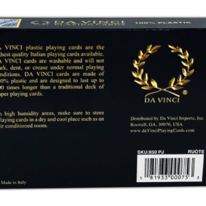 DA VINCI Ruote, Italian 100% Plastic Playing Cards, 2-Deck Poker Size Set, Jumbo Index w/Hard Shell Case and 2 Cut Cards