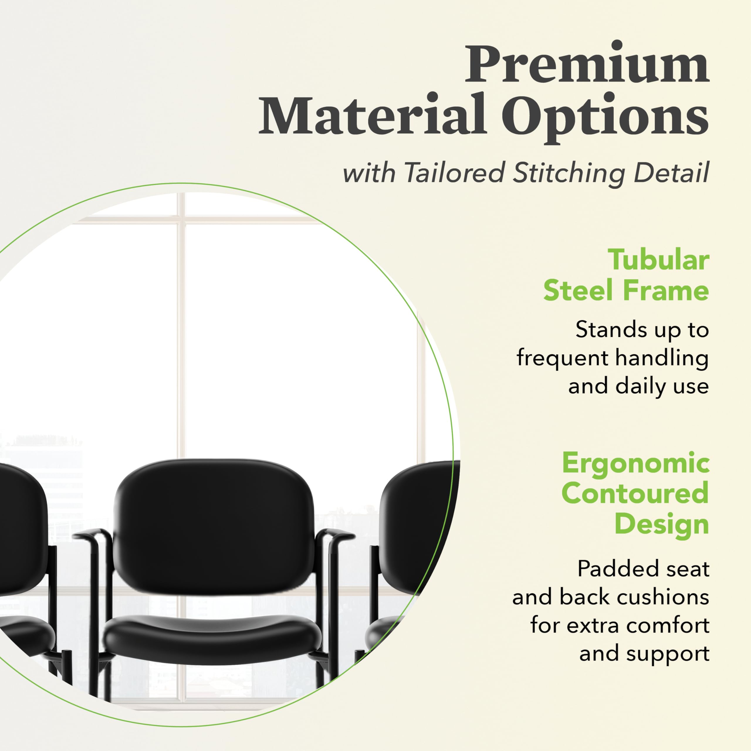 HON Scatter Office Guest Chair Stackable Waiting Room Chairs with Arms - Side Office Guest Chairs & Reception Chairs with Wheels - Lobby Chairs for Conference, Breakroom, Church, School, Black Fabric