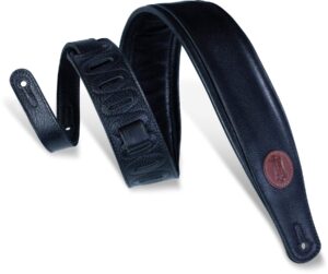 levy's leathers mss2-blk garment leather guitar strap, black