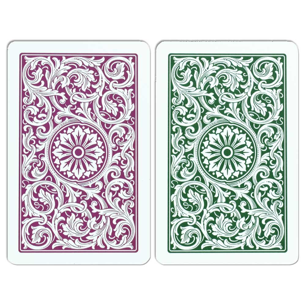 Copag 1546 Design 100% Plastic Playing Cards, Bridge Size (Narrow) Green/Burgundy (Jumbo Index, 1 Set)