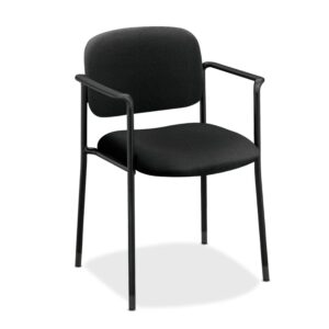 hon scatter office guest chair stackable waiting room chairs with arms - side office guest chairs & reception chairs with wheels - lobby chairs for conference, breakroom, church, school, black fabric