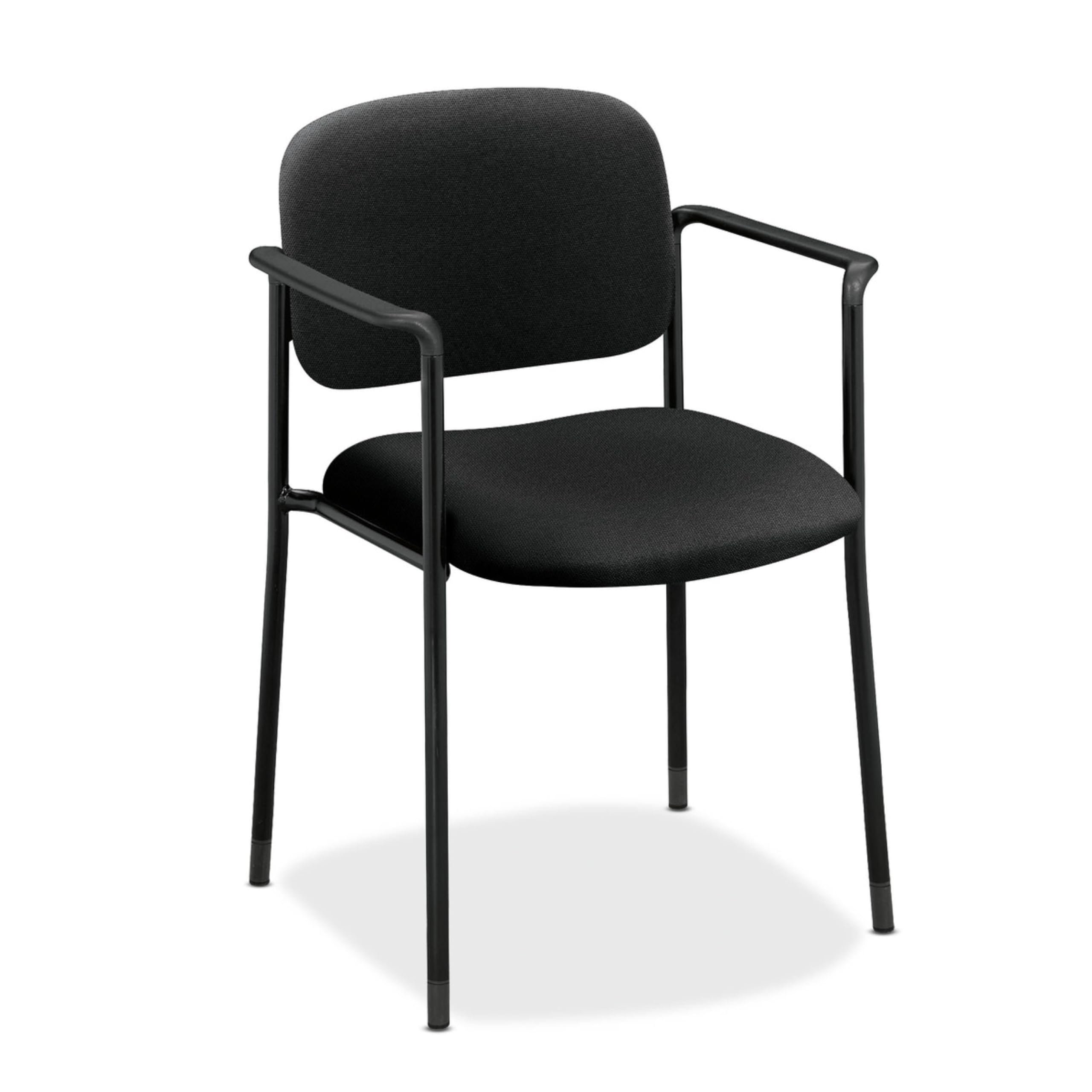 HON Scatter Office Guest Chair Stackable Waiting Room Chairs with Arms - Side Office Guest Chairs & Reception Chairs with Wheels - Lobby Chairs for Conference, Breakroom, Church, School, Black Fabric