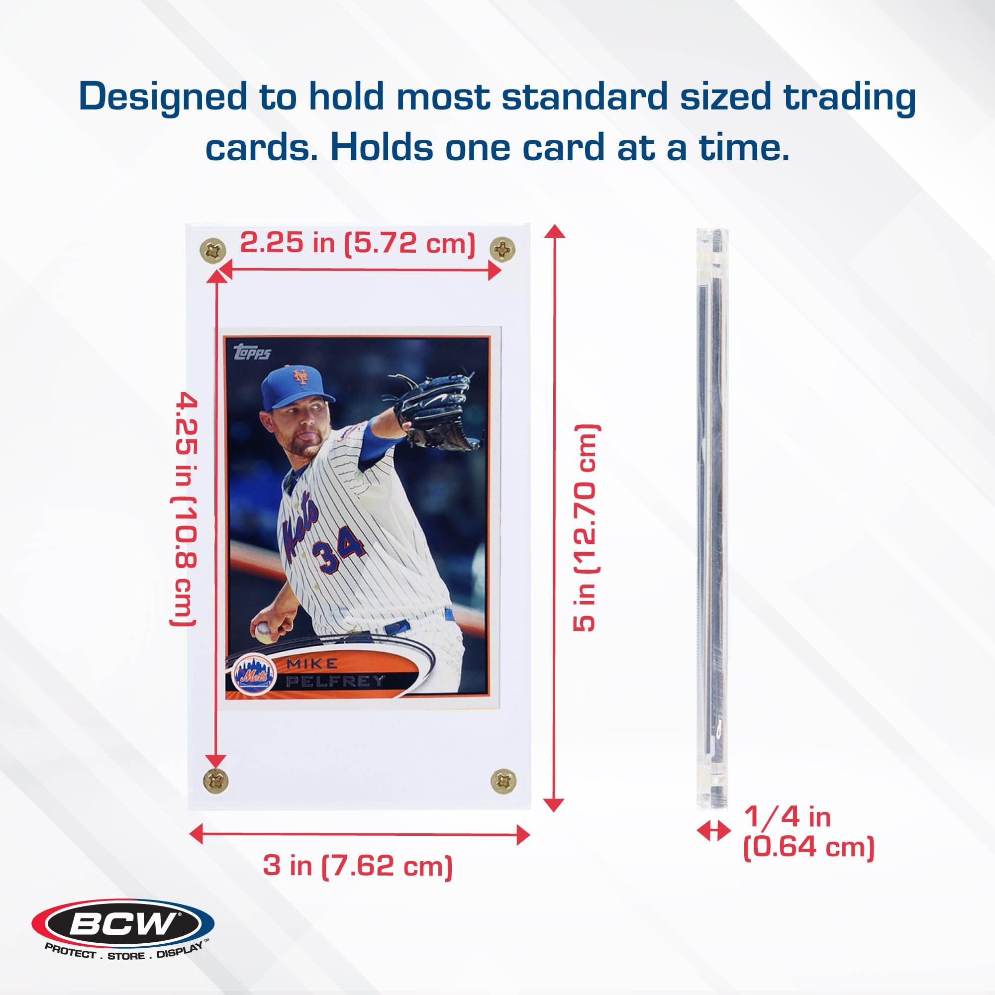 BCW 1/4 Inch Acrylic Card Holder | Trading Card Display Case with UV Protection, Beveled Edges, and Four-Screw Design | Clear Showcase for Card Storage | Screwdown Card Holder