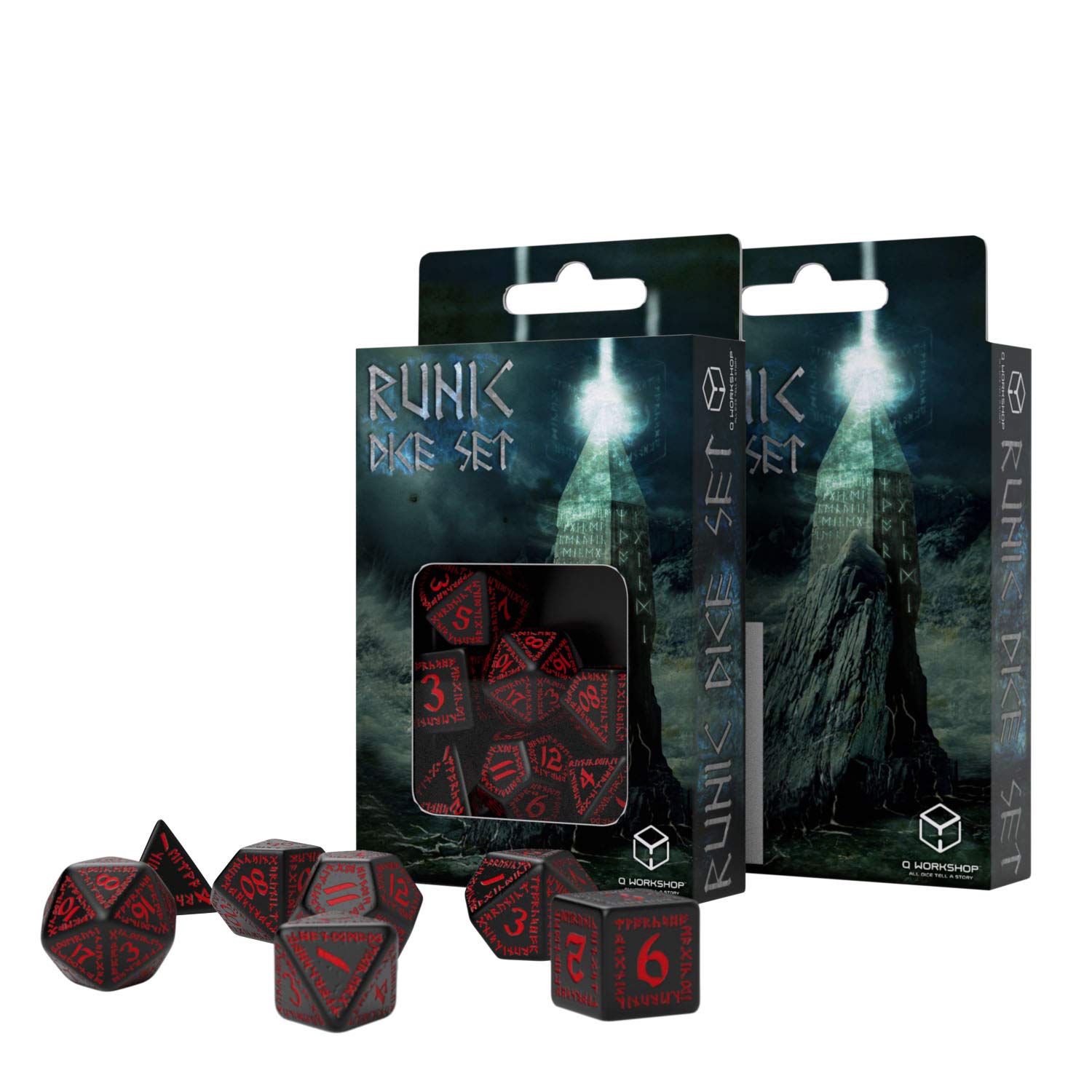 Runic Dice Set Black - Red (7)