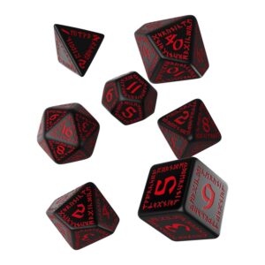 runic dice set black - red (7)