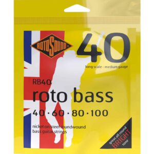 rotosound rb(40 nickel (unsilked) bass guitar strings (40 60 80 100)