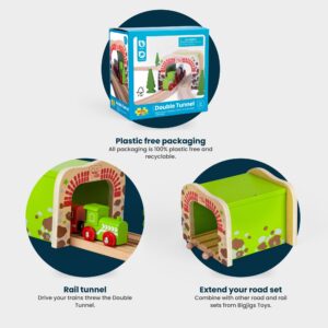 Bigjigs Rail, Double Tunnel, Wooden Toys, Train Set, Train Tunnel, Wooden Train Track Accessories, Bigjigs Accessories, Train Toys, Train Tunnel For Kids