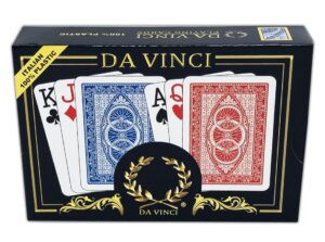 da vinci ruote, italian 100% plastic playing cards, 2-deck poker size set, jumbo index w/hard shell case and 2 cut cards