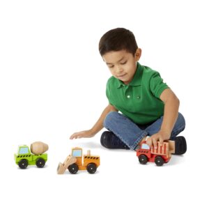 Melissa & Doug Stacking Construction Vehicles Wooden Toy Set