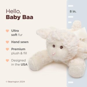 Bearington Baby Baa Plush Stuffed Animal Lamb with Rattle, 8 inches