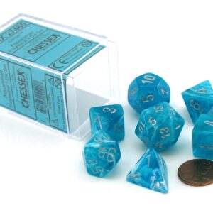 Polyhedral 7-Die Cirrus Dice Set - Aqua with Silver