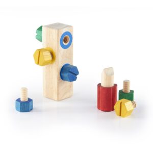 Guidecraft Screw Block - Kids Multi-Color Matching Game, Classic Wooden Toddler Memory and Sensory Skills Development Toy