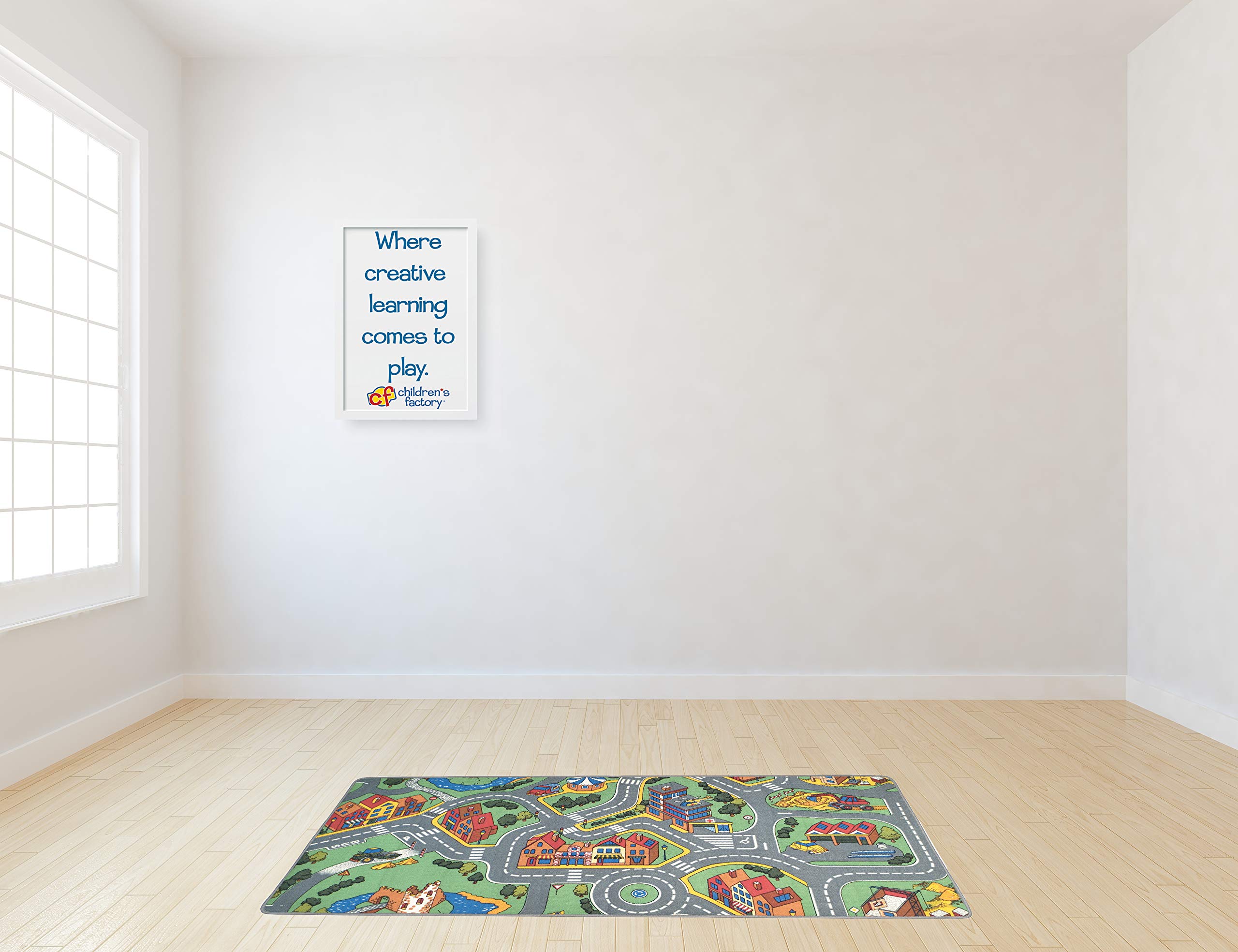 Children’s Factory, Learning Carpets My Neighborhood Play Carpet, 79x36, LC144, Kids Playroom Décor, Toddler Preschool, Nursery, or Daycare Road Rug