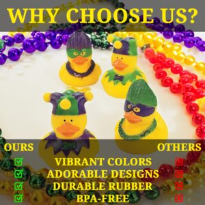 Fun Express Mardi Gras Duckies - Bulk Set of 12 Rubber Ducks - Parade and Party Favor Supplies and Handout Toys