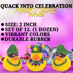 Fun Express Mardi Gras Duckies - Bulk Set of 12 Rubber Ducks - Parade and Party Favor Supplies and Handout Toys