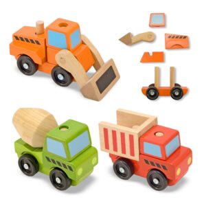 melissa & doug stacking construction vehicles wooden toy set