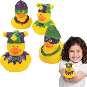 fun express mardi gras duckies - bulk set of 12 rubber ducks - parade and party favor supplies and handout toys