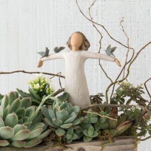 Willow Tree Happiness, Free to Sing, Laugh, Dance, Create, Figure with 3 Bluebirds on Arms, Gift for Graduates or to Encourage and Support Creative Expression, Sculpted Hand-Painted Figure