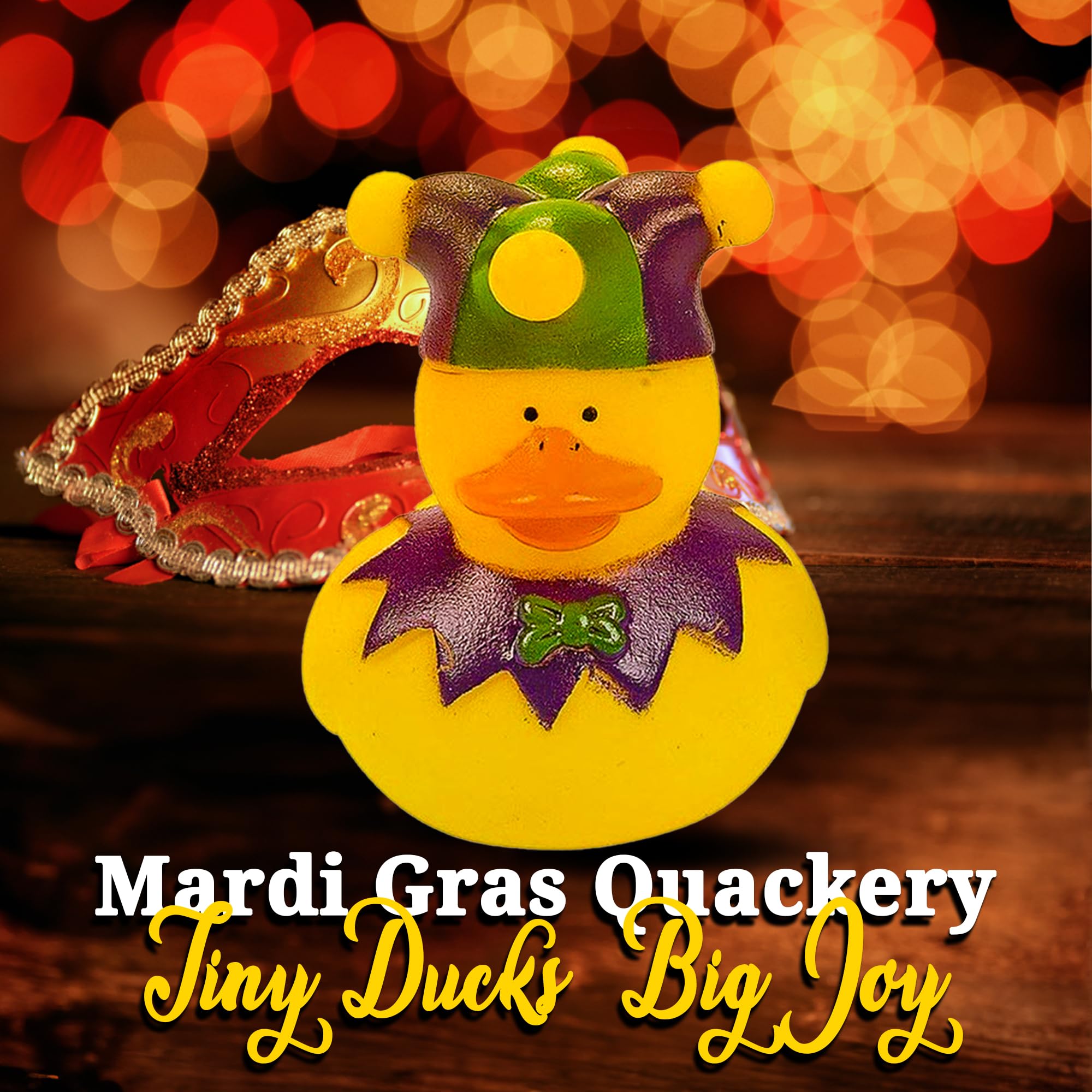 Fun Express Mardi Gras Duckies - Bulk Set of 12 Rubber Ducks - Parade and Party Favor Supplies and Handout Toys