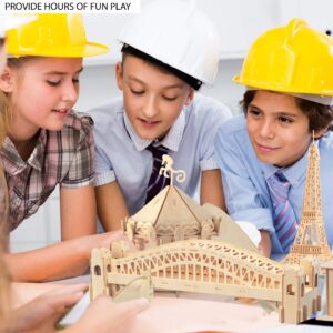 Puzzled Sydney Bridge 3D Wooden Puzzle Model Kit - Fun and Education Wooden Building Kits for Kids, DIY Wooden Puzzle Toy Bridge Model Construction Kit, Cool Architecture Gifts for Kids - 55 Pieces