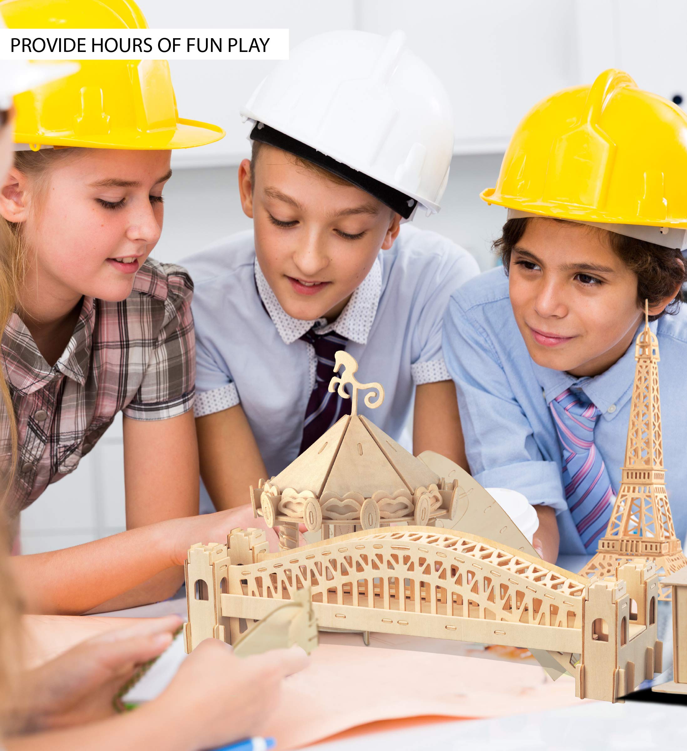 Puzzled Sydney Bridge 3D Wooden Puzzle Model Kit - Fun and Education Wooden Building Kits for Kids, DIY Wooden Puzzle Toy Bridge Model Construction Kit, Cool Architecture Gifts for Kids - 55 Pieces