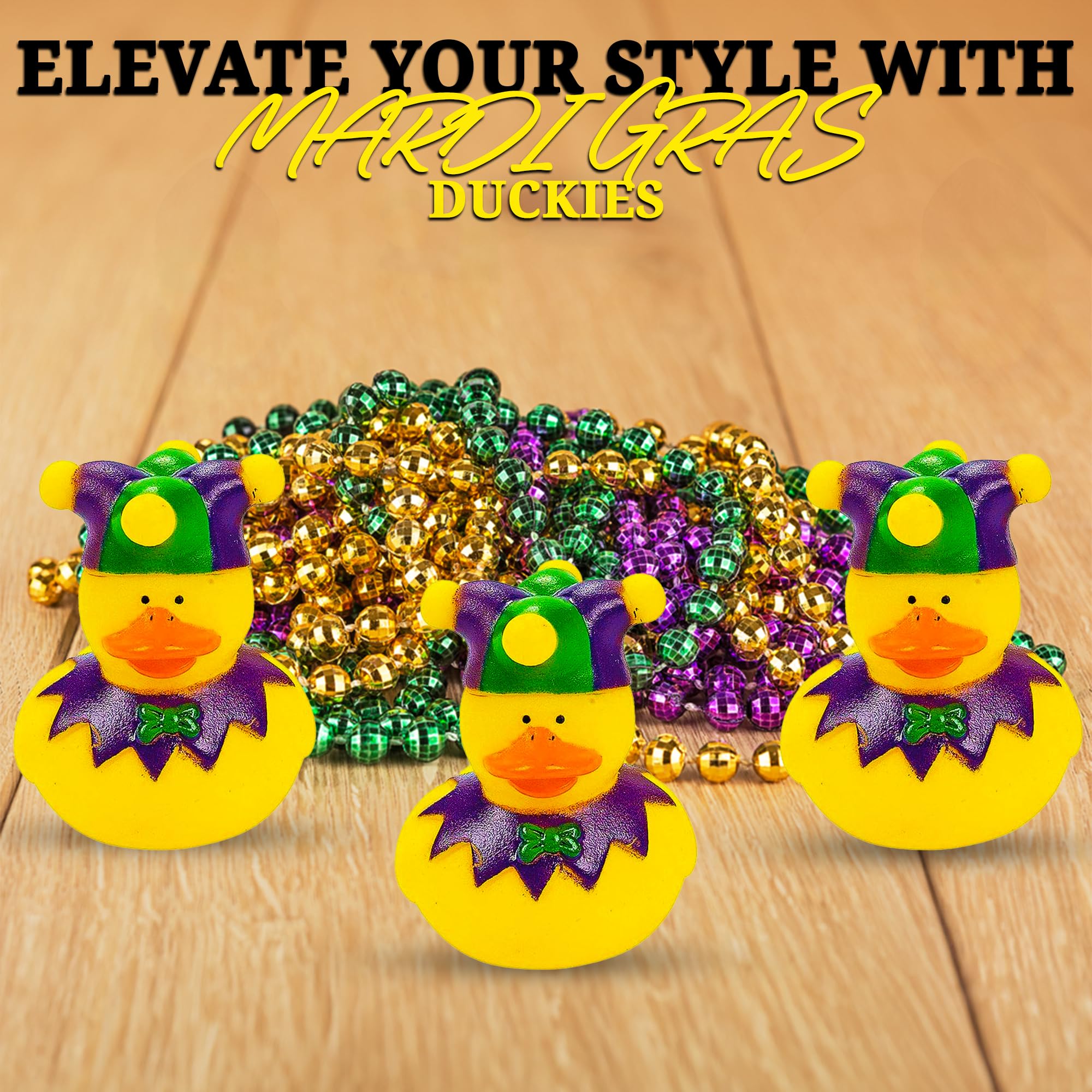 Fun Express Mardi Gras Duckies - Bulk Set of 12 Rubber Ducks - Parade and Party Favor Supplies and Handout Toys