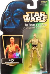 hasbro 1997 star wars power of the force c-3po green card action figure