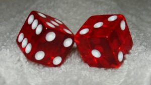 red transparent dice pair