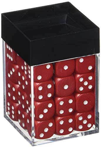 Chessex Dice d6 Sets: Opaque Red with White 12mm Six Sided Die (36) Block of Dice