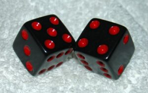 black opaque dice pair