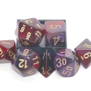 Chessex Polyhedral 7-Die Gemini Dice Set - Purple-Red with Gold CHX-26426