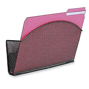 Safco Prodcuts 4176BL Onyx Mesh Magnetic Single File Organizer Stick On File Pocket | Letter Size | 4 Heavy-Duty Magnets | Steel Construction | Black | 4176BL