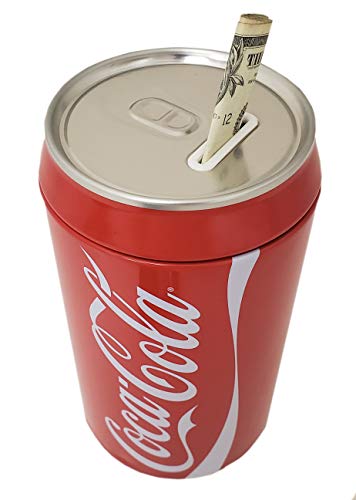 The Tin Box Company Coca Cola Can Bank with Removable Lid, Red, Model:660227-12 Pack of 1