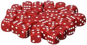 chessex dice d6 sets: opaque red with white 12mm six sided die (36) block of dice