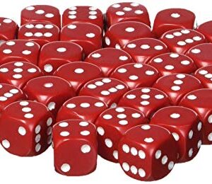 Chessex Dice d6 Sets: Opaque Red with White 12mm Six Sided Die (36) Block of Dice