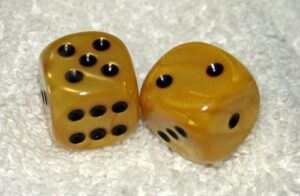 butterscotch marbled dice pair