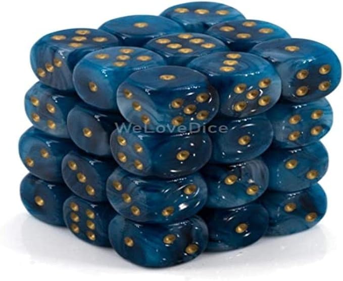 DND Dice Set-Chessex D&D Dice-12mm Phantom Teal and Gold Plastic Polyhedral Dice Set-Dungeons and Dragons Dice Includes 36 Dice – D6, Various (CHX27889)