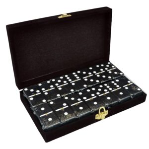 marion domino double 6 black jumbo tournament professional size with spinners in elegant black velvet case.