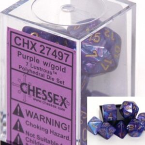 Chessex Dice: Polyhedral 7-Die Lustrous Dice Set - Purple w/gold CHX-27497