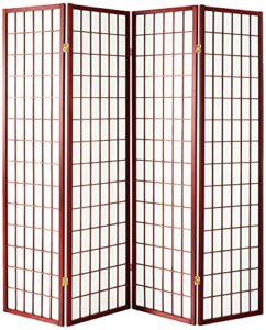 ore international 4-panel room divider, cherry