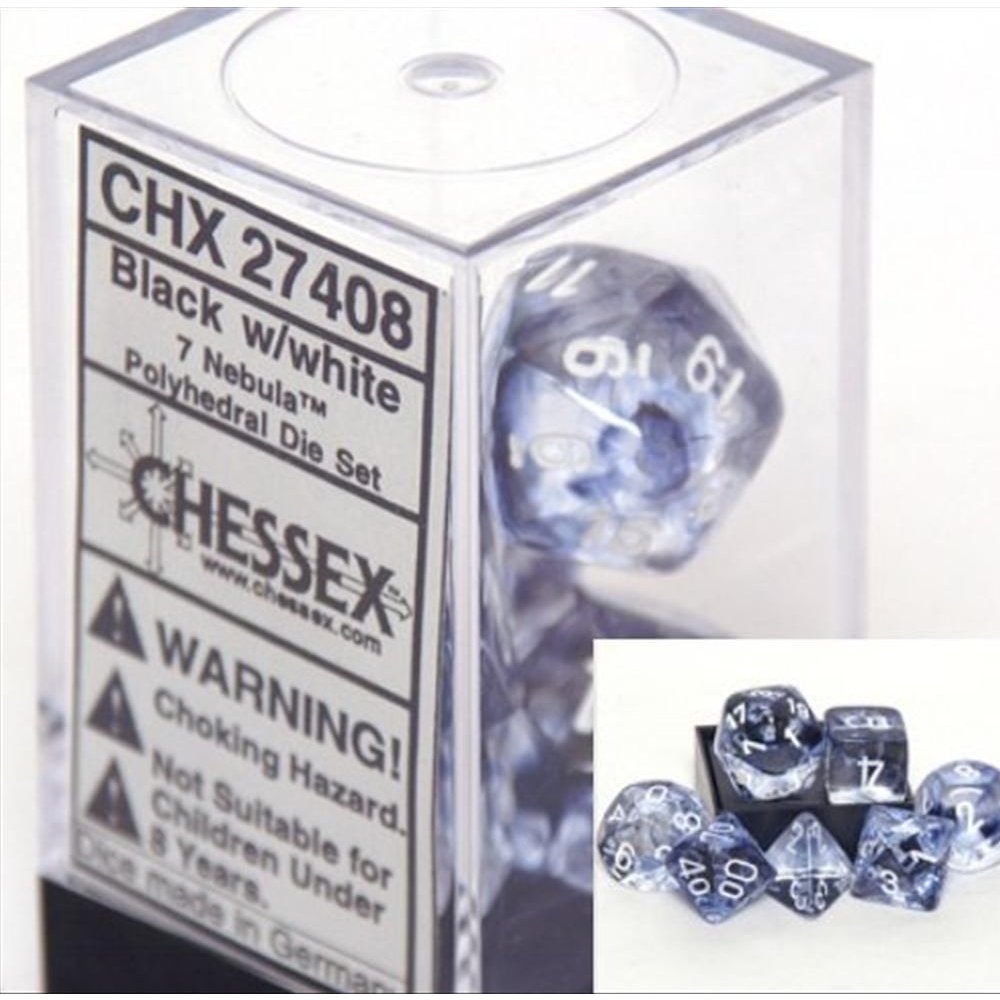 Chessex Nebula Black 7 piece dice set CHX-27408