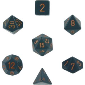 Chessex Polyhedral 7-Die Opaque Dice Set - Dark Gray Copper Numbers