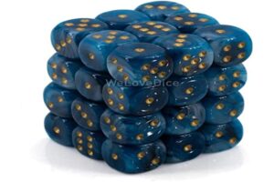 dnd dice set-chessex d&d dice-12mm phantom teal and gold plastic polyhedral dice set-dungeons and dragons dice includes 36 dice – d6, various (chx27889)