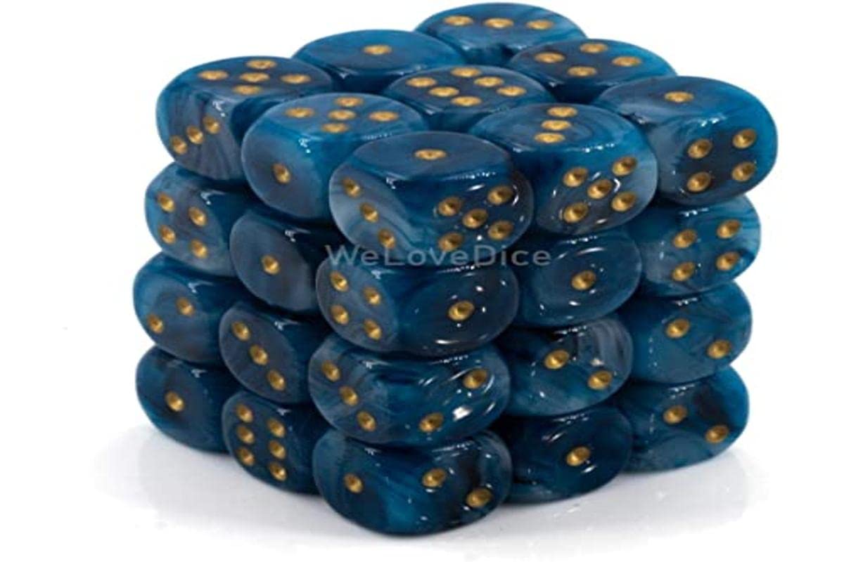 DND Dice Set-Chessex D&D Dice-12mm Phantom Teal and Gold Plastic Polyhedral Dice Set-Dungeons and Dragons Dice Includes 36 Dice – D6, Various (CHX27889)