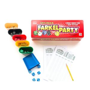 farkel party dice game – classic family game for kids & adults in travel tin | educational, fun for game nights, parties & gifts – portable dice game