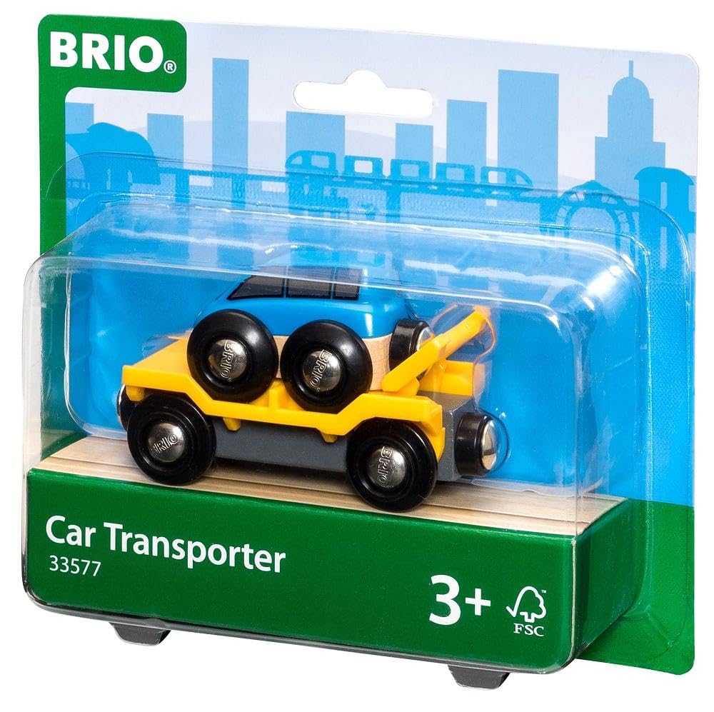 BRIO World 33577 - Car Transporter - 2 Piece Wooden Toy Train Set | Child's Imagination Igniter | FSC Certified | Ideal for Kids Ages 3+