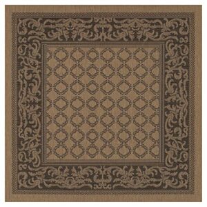 couristan recife garden lattice indoor/outdoor area rug, 8'6" square, cocoa-black