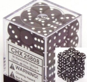 chessex black opaque dice 12mm d6 set of 36 chx25808