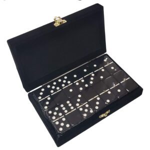 Marion Domino Double 6 Black Jumbo Tournament Professional Size with Spinners in Elegant Black Velvet Case.