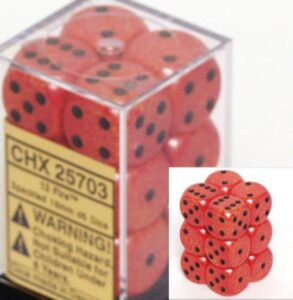 chessex dice d6 sets: fire speckled - 16mm six sided die (12) block of dice